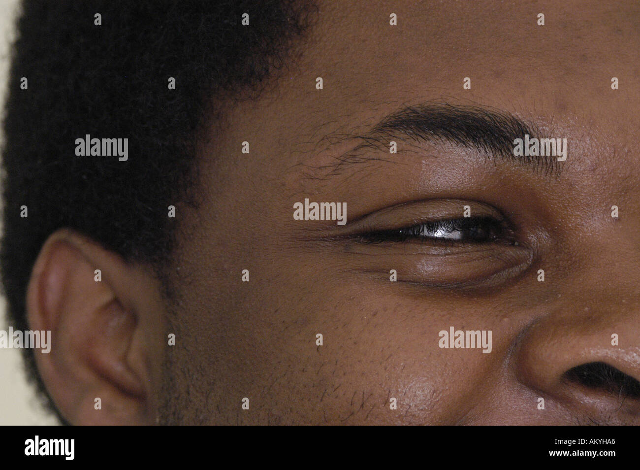 black african american man male teenager eyes ear eyebrow happy joy ...