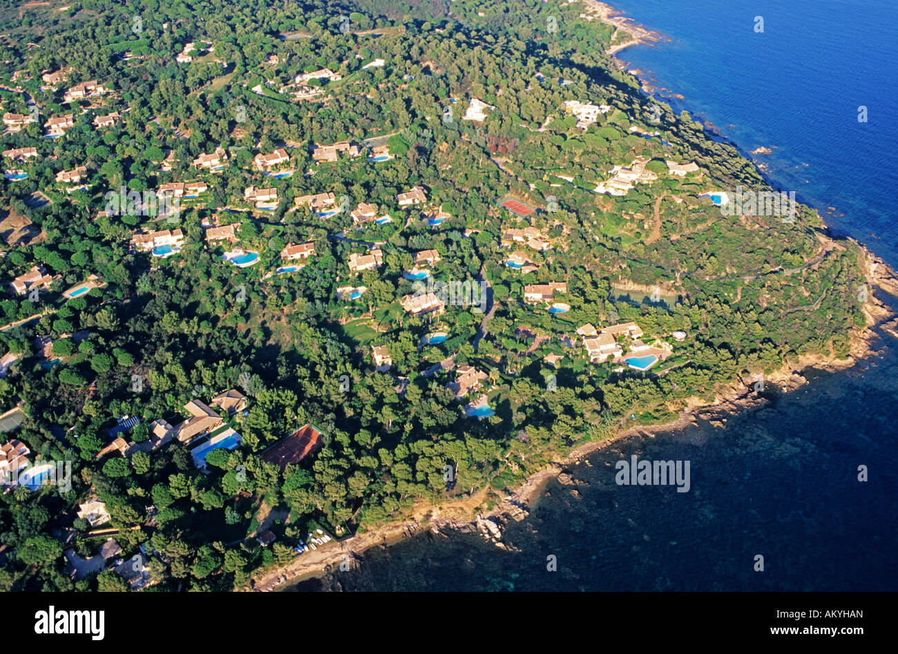France, Var, Saint Tropez, Cap du Pinet near beaches (aerial view Stock ...