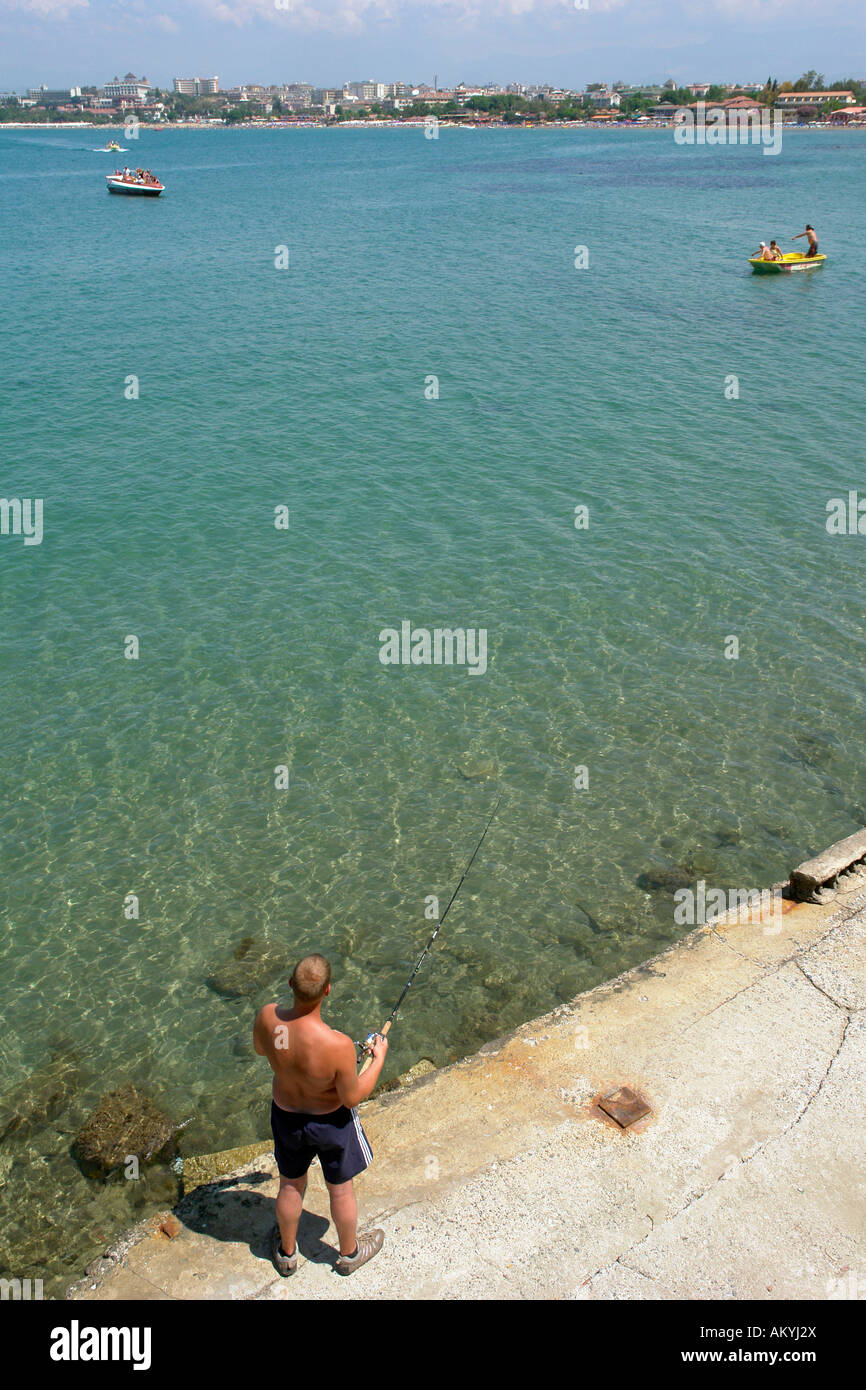 Fisherman at Side Bay, Side, Turkey Stock Photo - Alamy
