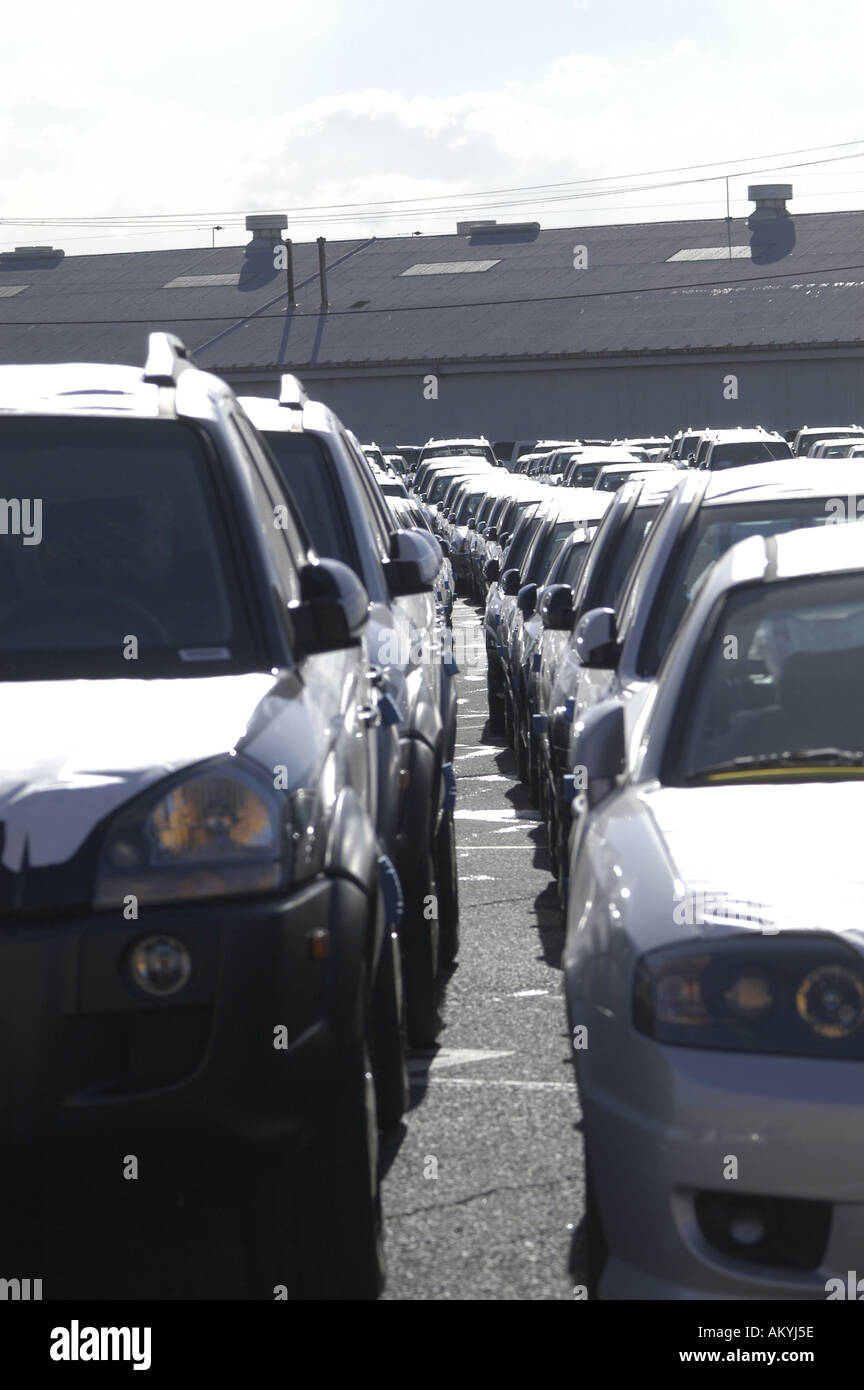 The lot of a densely packed car dealership Stock Photo - Alamy