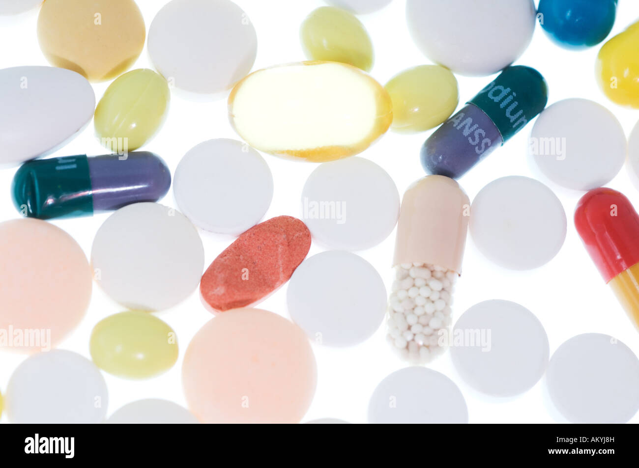 Coloured tablets, caps, pills and other medicaments Stock Photo - Alamy