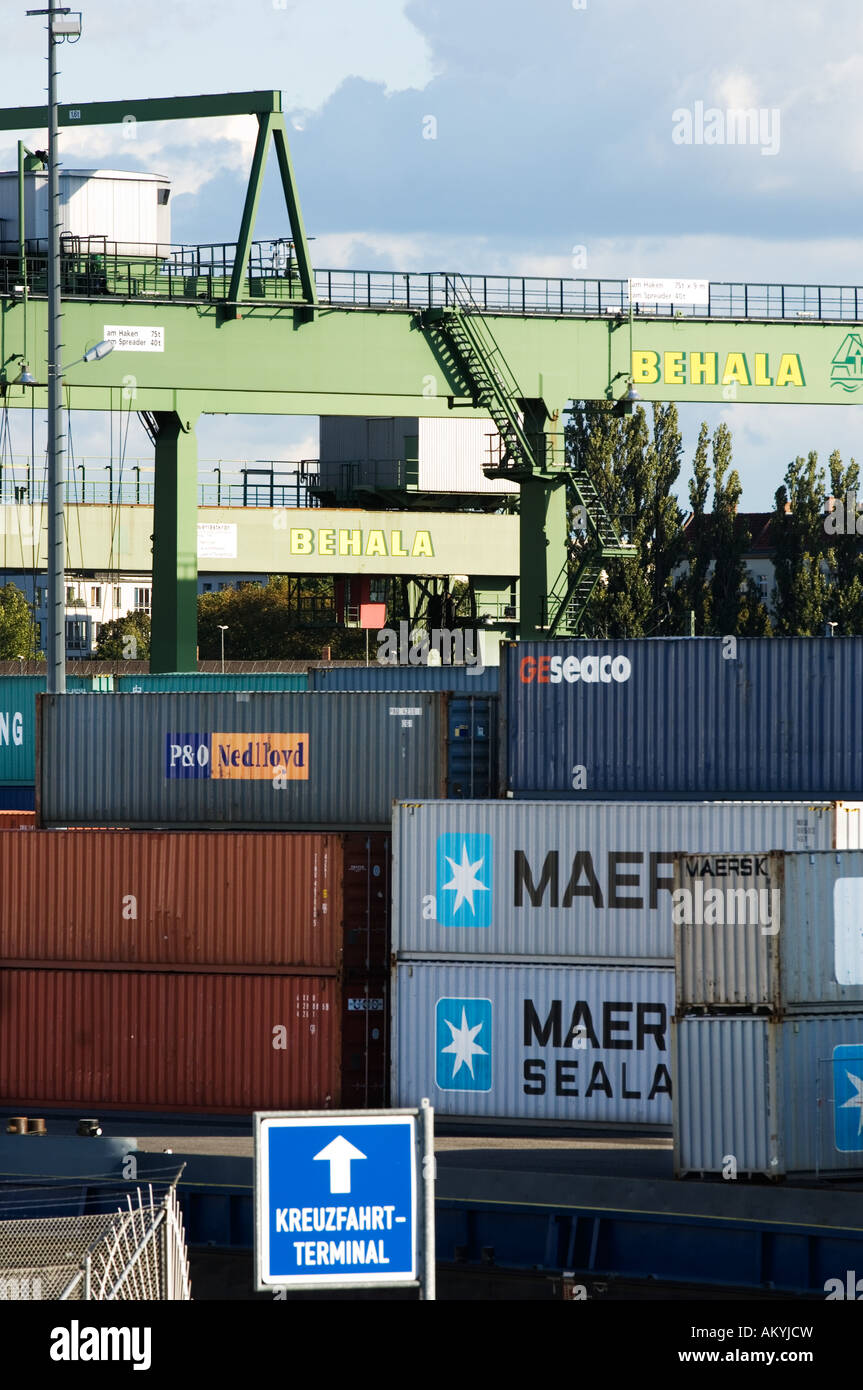 Container terminal in the Berlin west port, Berlin, Germany Stock Photo ...