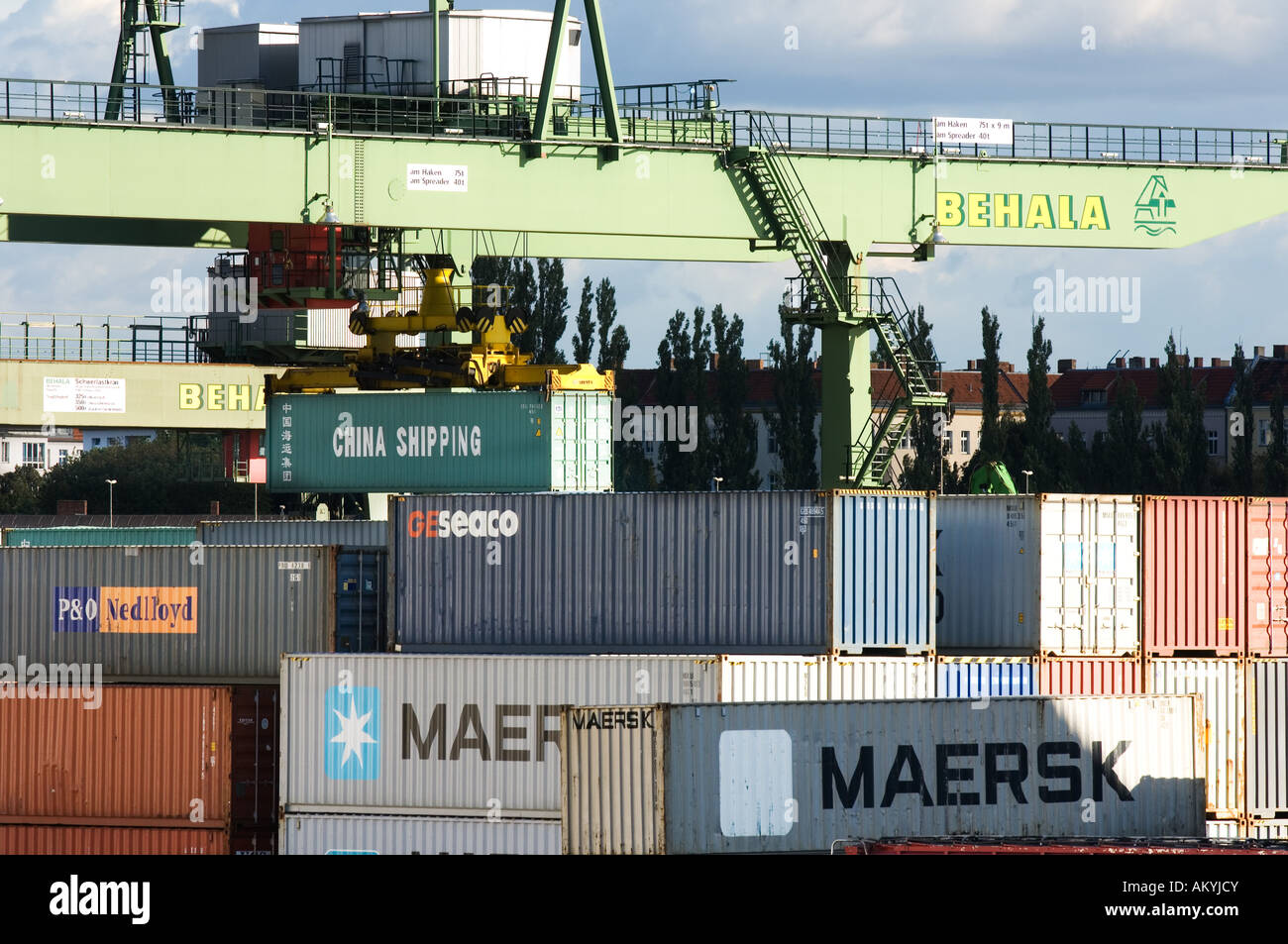 Container terminal in the Berlin west port, Berlin, Germany Stock Photo ...