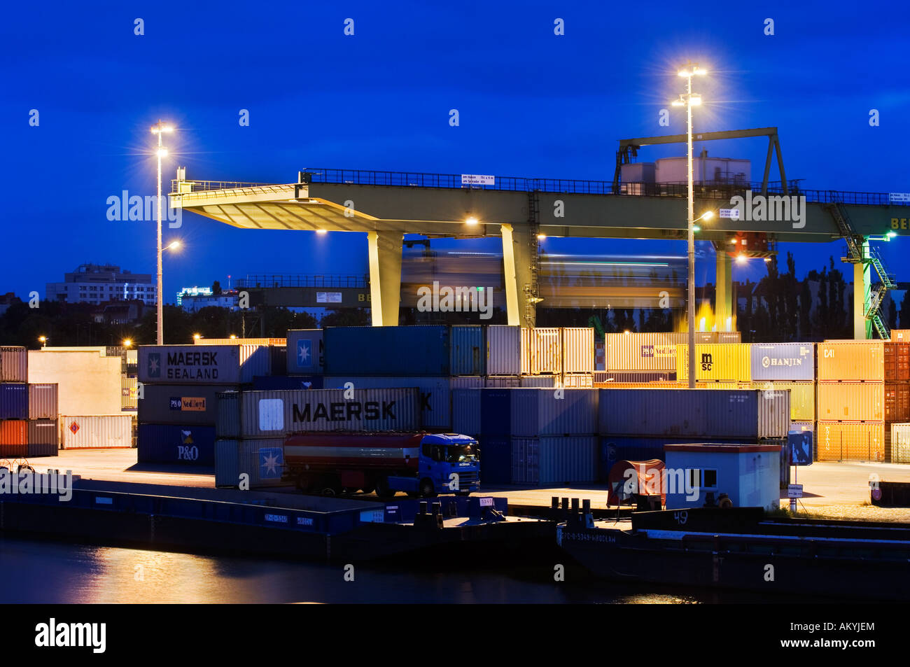Container terminal in the Berlin west port, Berlin, Germany Stock Photo ...
