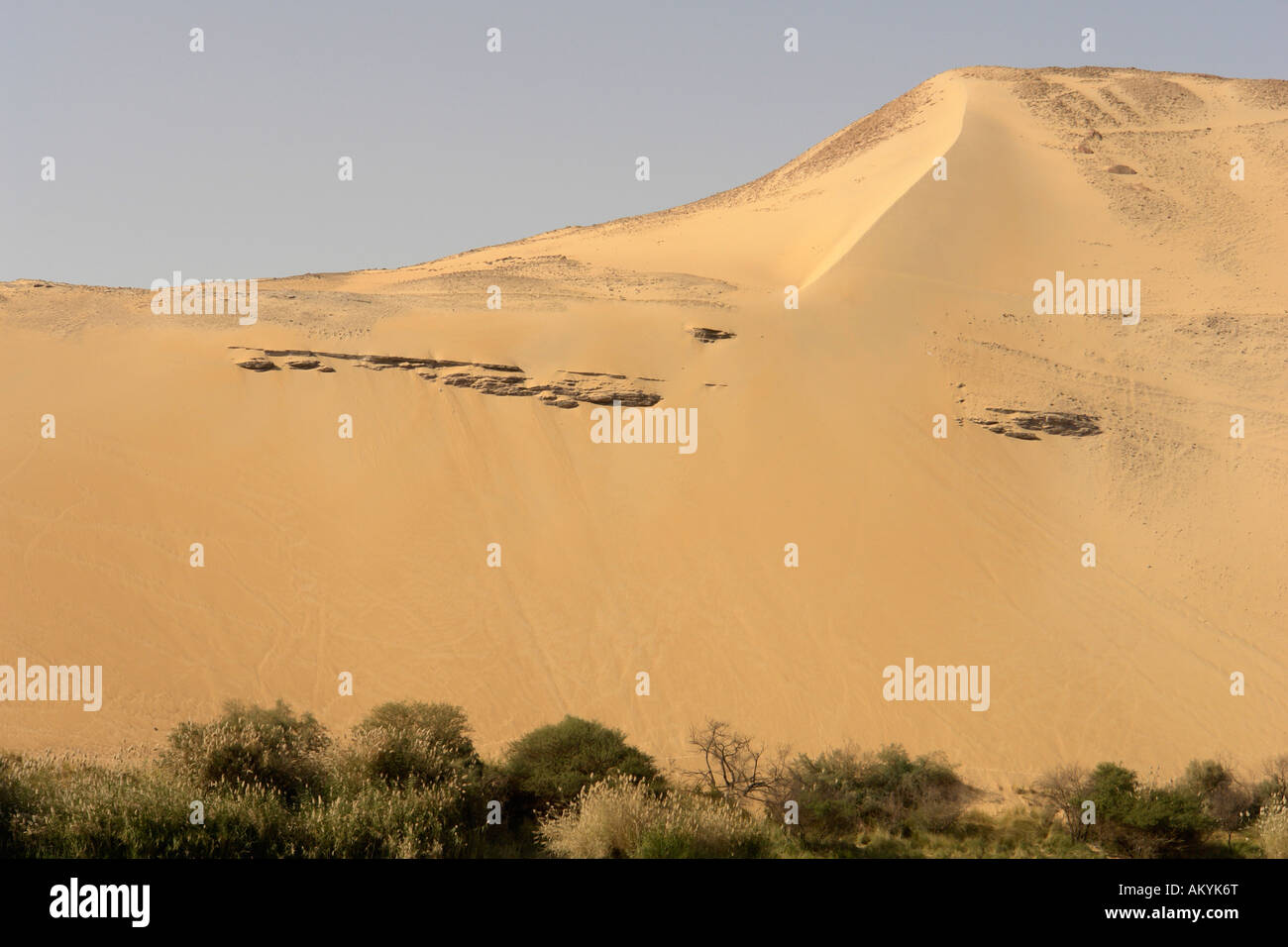 Beginning of the Libyan desert - Sahara - direct at the Nile, Assuan ...