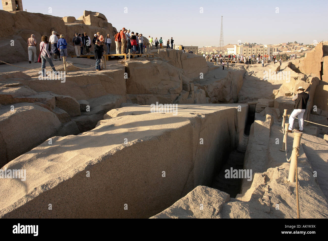 An unfinished 200 tons heavy obelisk from pharaonic times shows the ...