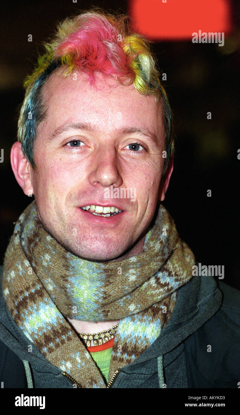 Man with multi coloured hair do, Southwark, London, UK Stock Photo - Alamy