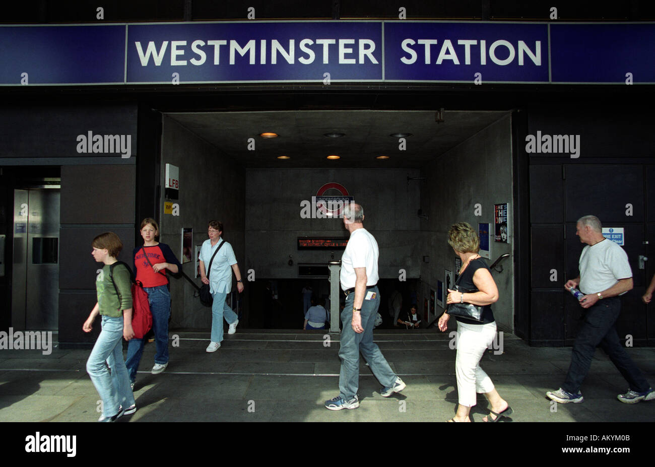 Commuters alighting from Westminster underground station, London, UK ...