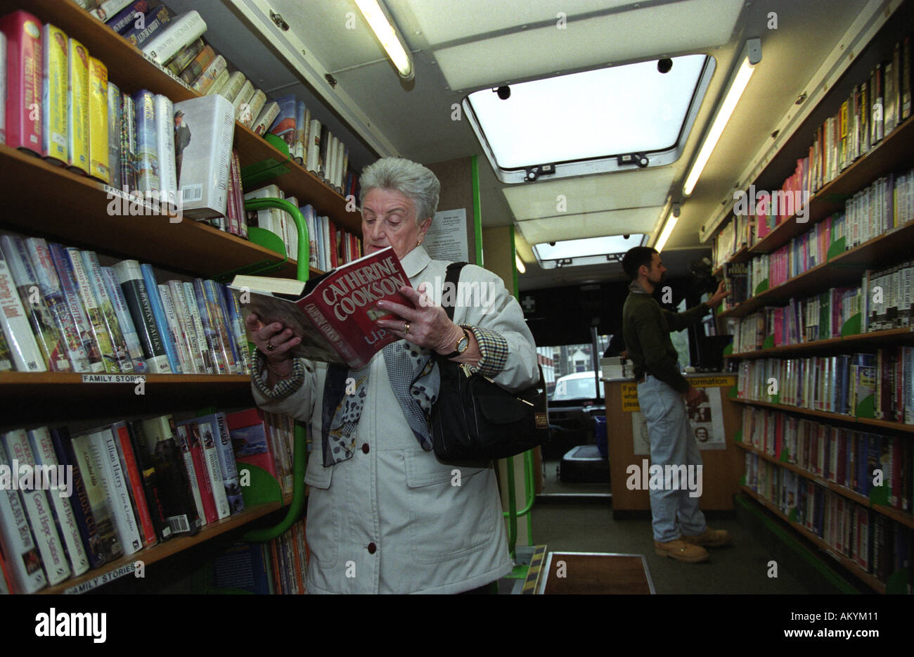 Local residents using mobile library in their vicinity, Southwark ...