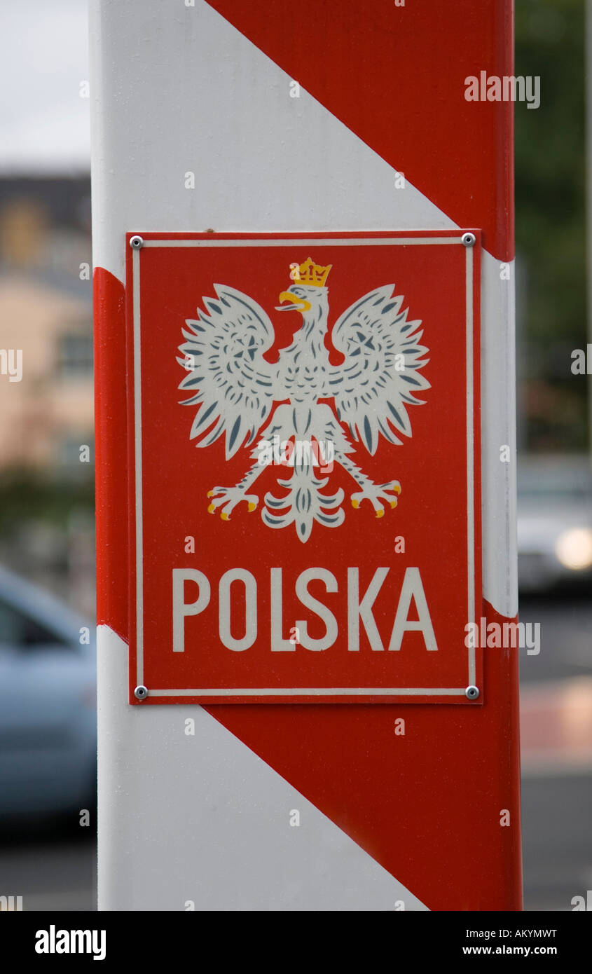Polish boundary-post, border, Poland Stock Photo - Alamy