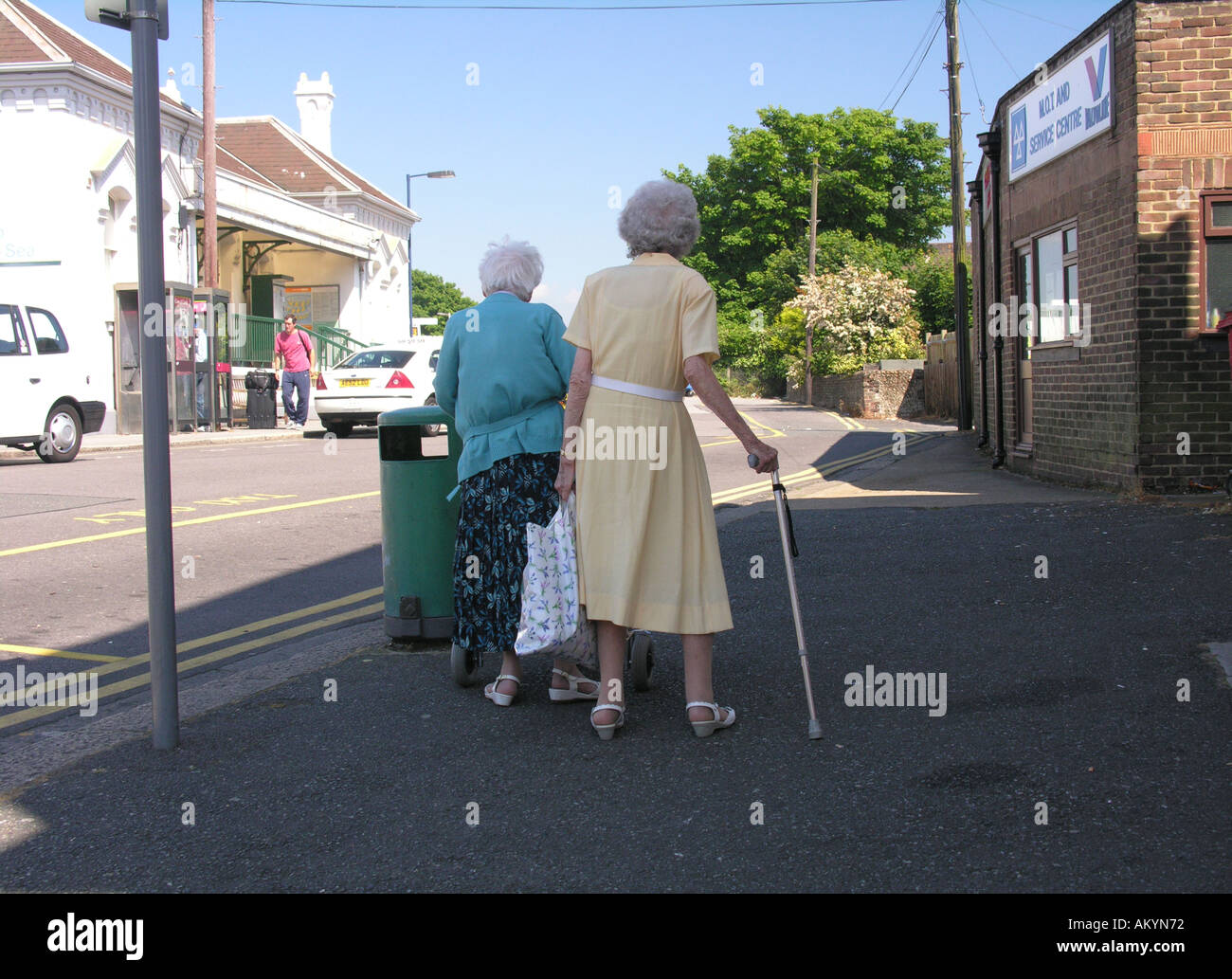 partially disabled elderly women getting about town Shoreham Sussex ...