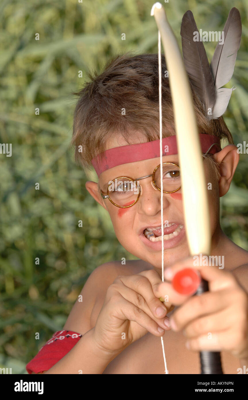 Child playing bow arrows hi-res stock photography and images - Alamy