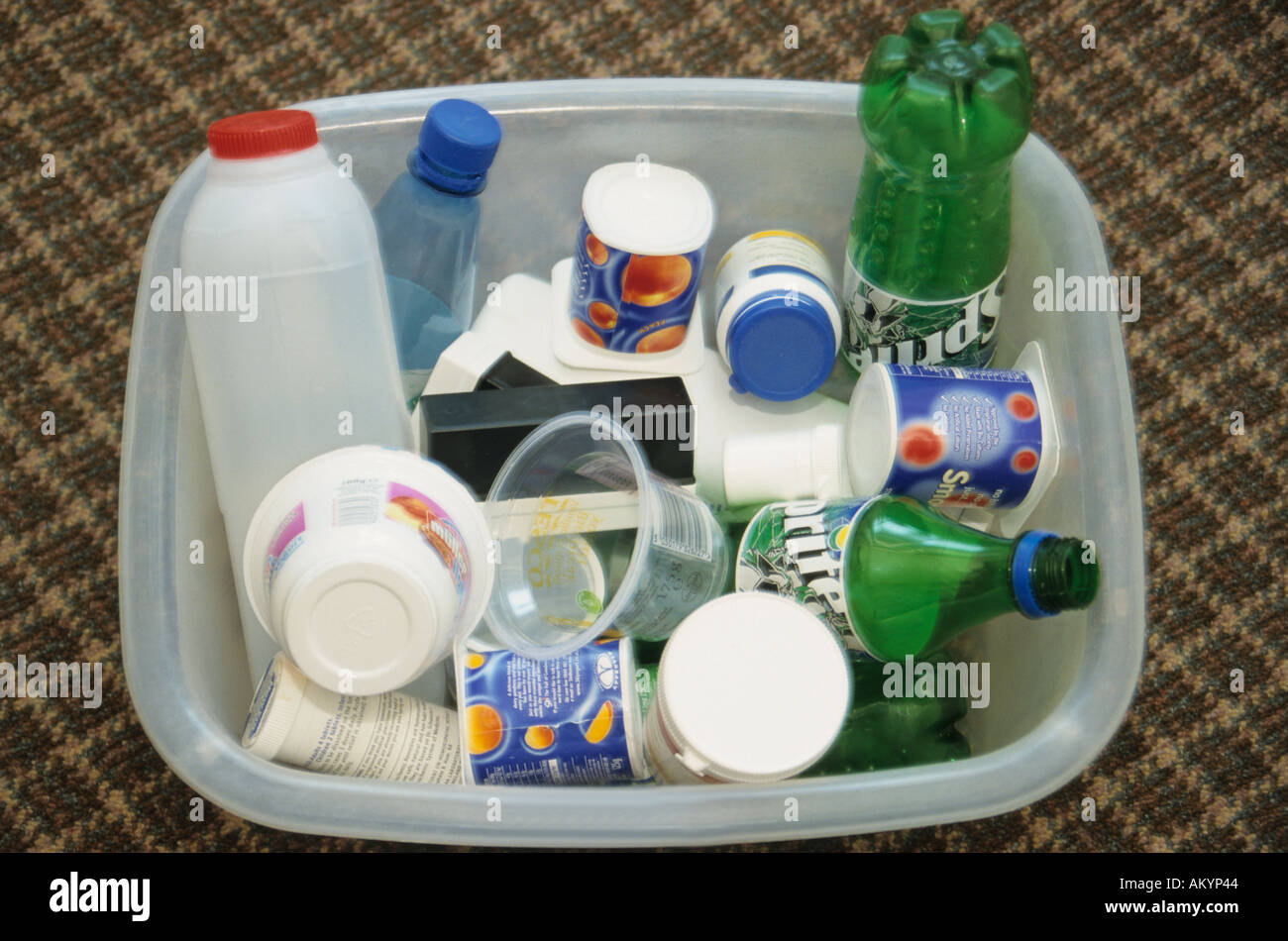 plastic items ready for recycling Stock Photo - Alamy