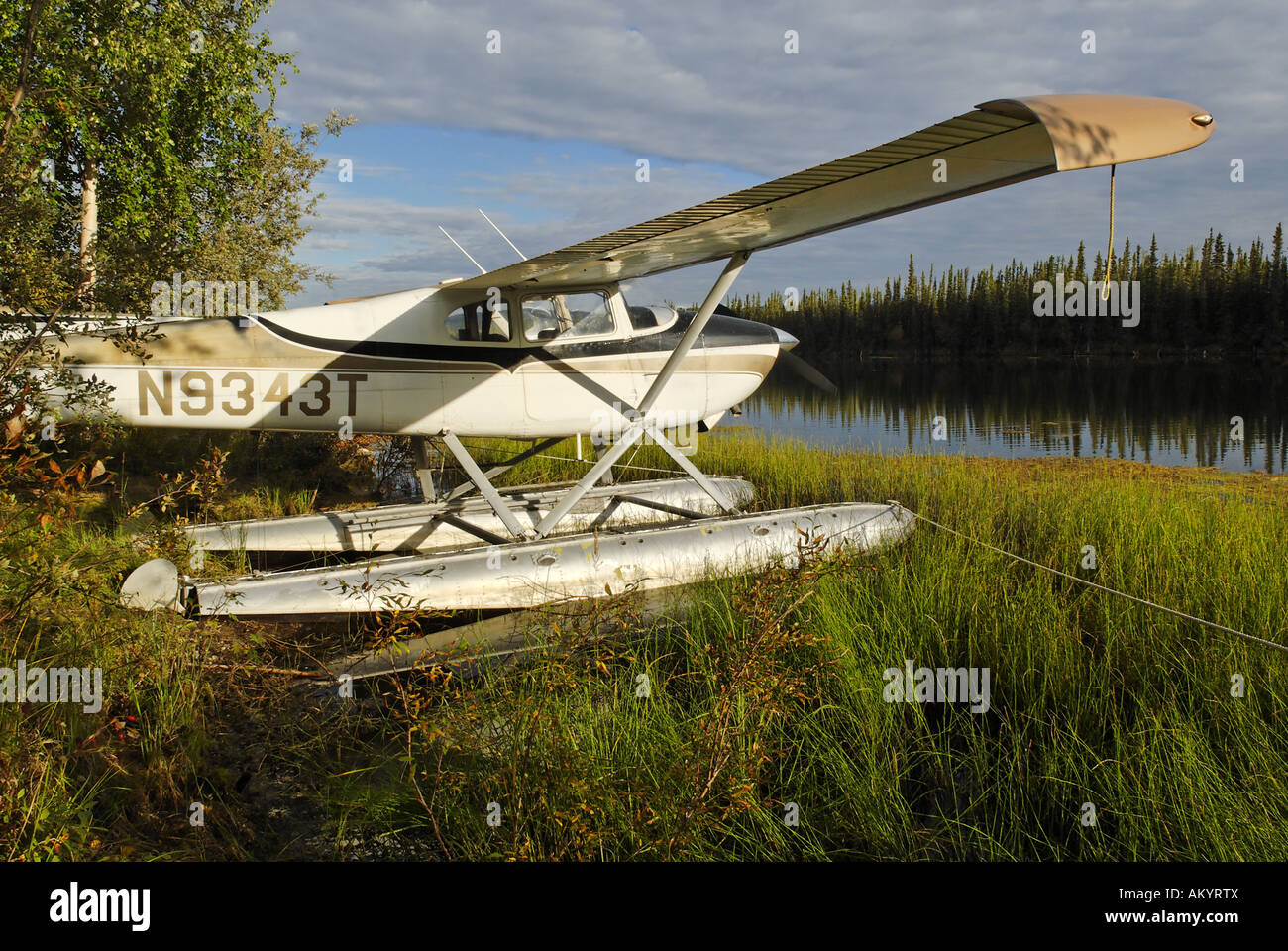 Float plane, Moon Lake, Alaska, USA Stock Photo - Alamy