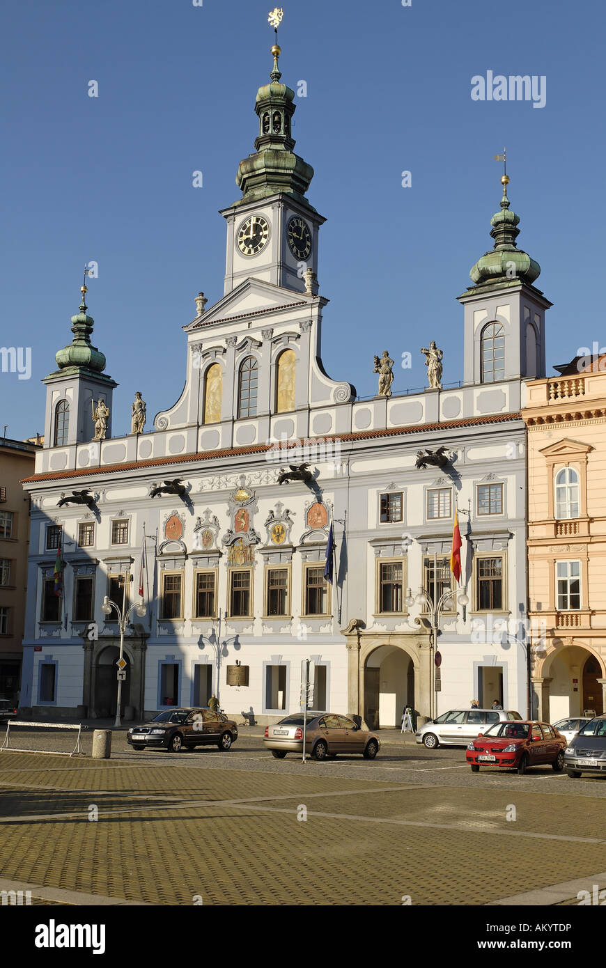 Town hall, historic old town of Ceske Budejovice, Budweis, Budvar ...