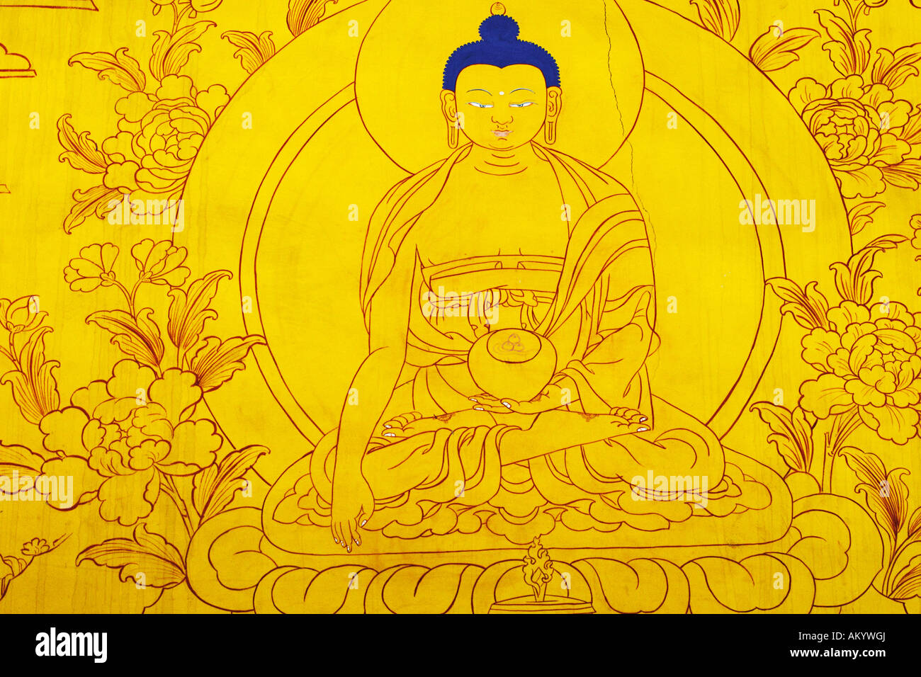 Wall painting, Samye monastery near Lhasa, Tibet, Asia Stock Photo - Alamy