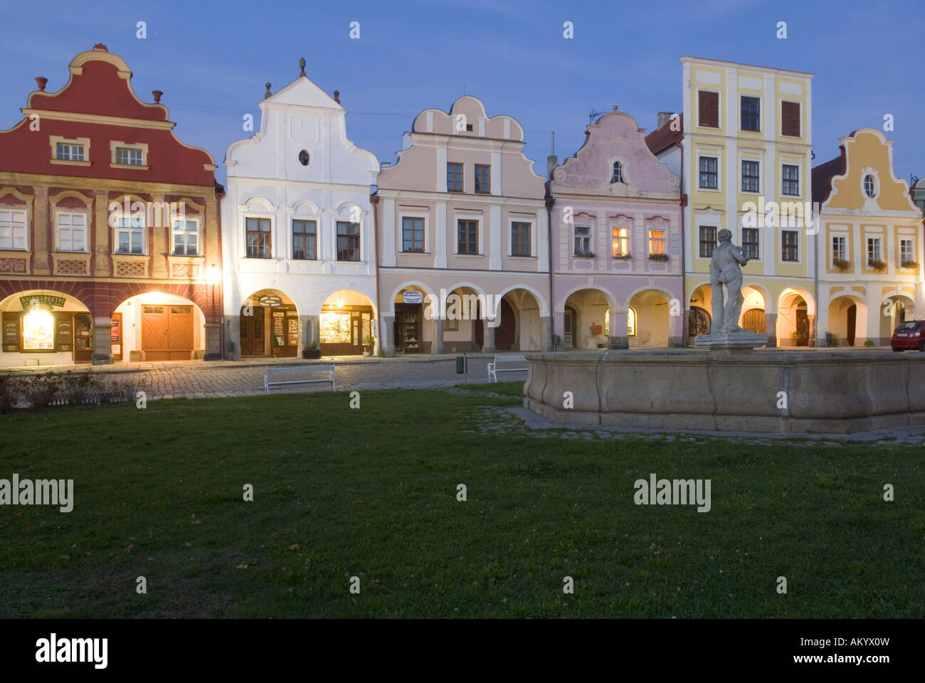 Historic old town of Telc, Unesco World Heritage Site, south Moravia ...