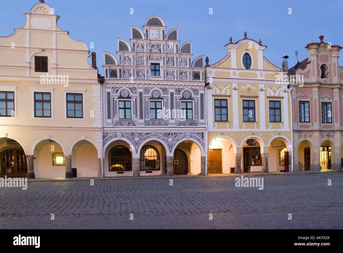 Historic old town of Telc, Unesco World Heritage Site, south Moravia ...