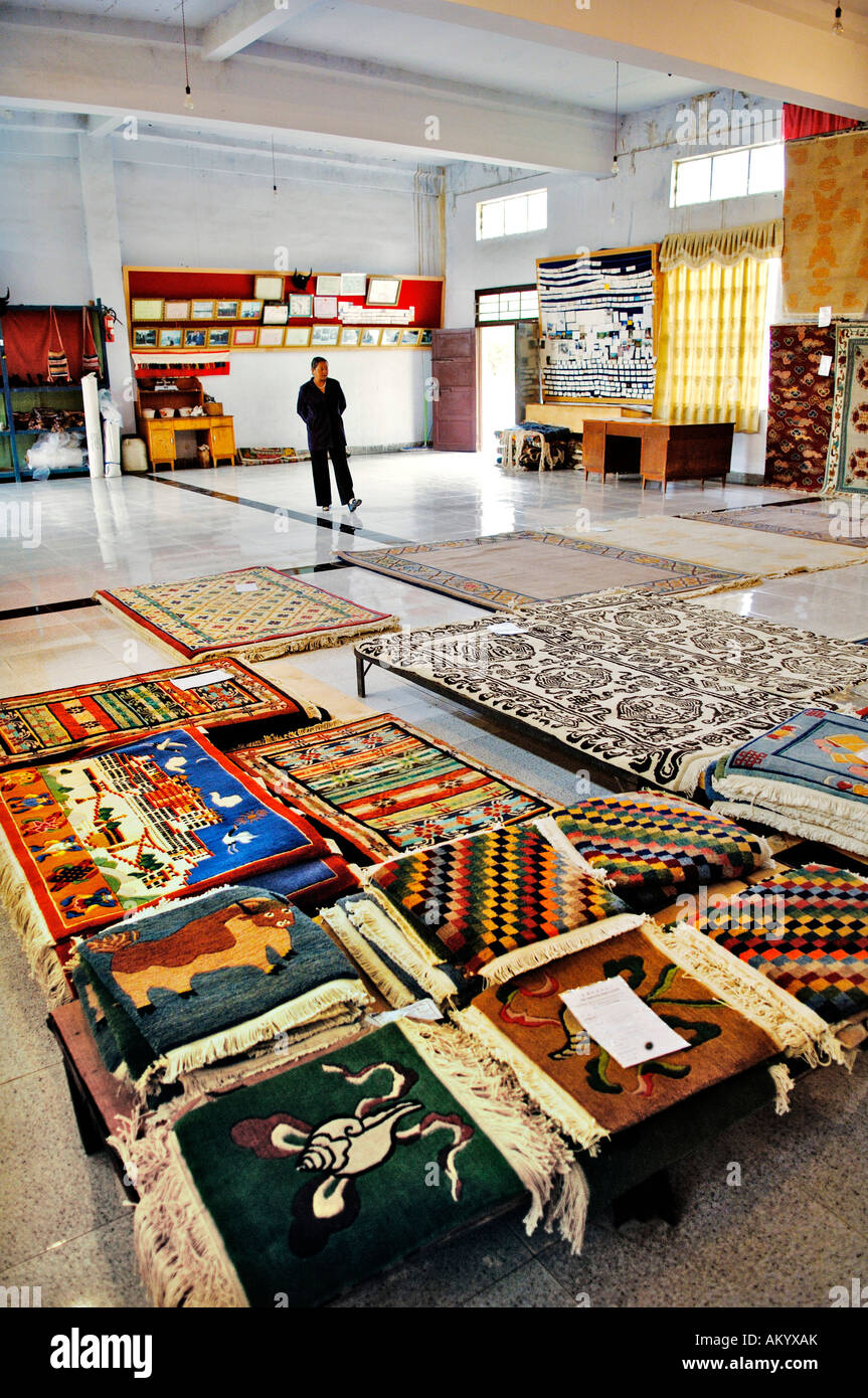 Show room, carpet manufacture, Shigatse, Tibet, Asia Stock Photo - Alamy
