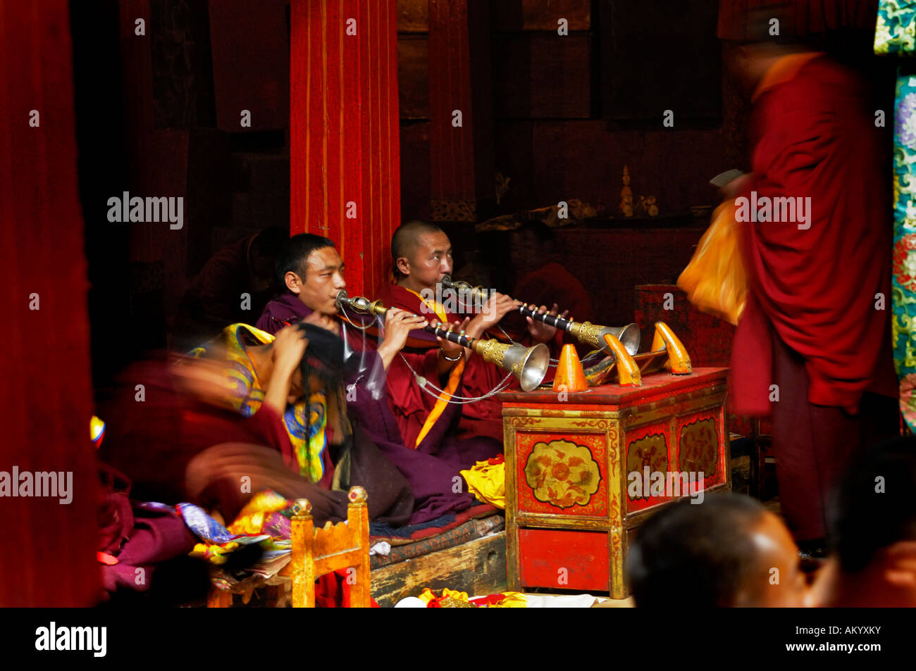 Monks with wind instruments hi-res stock photography and images - Alamy