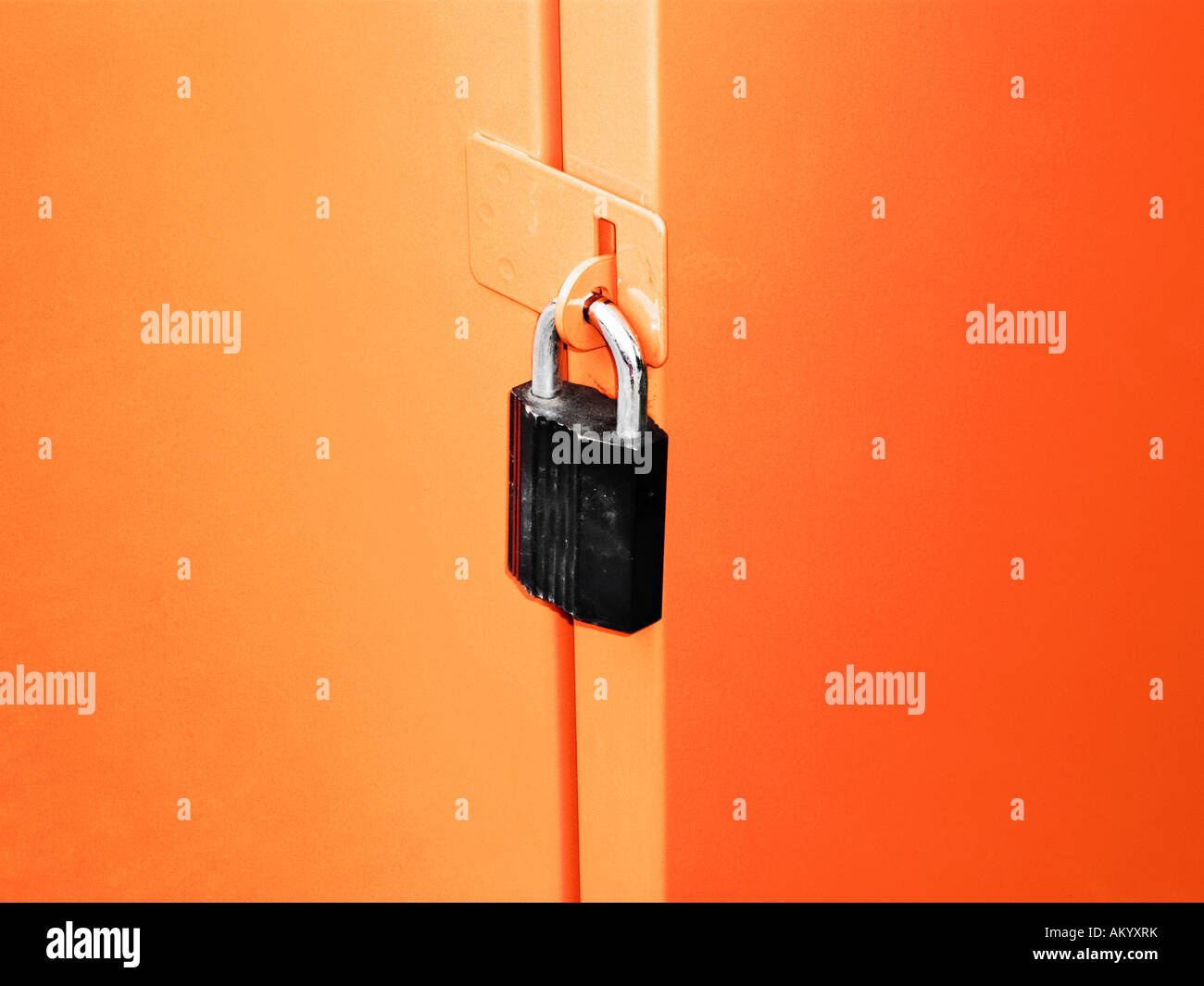 Lock On Orange Container Stock Photo - Alamy