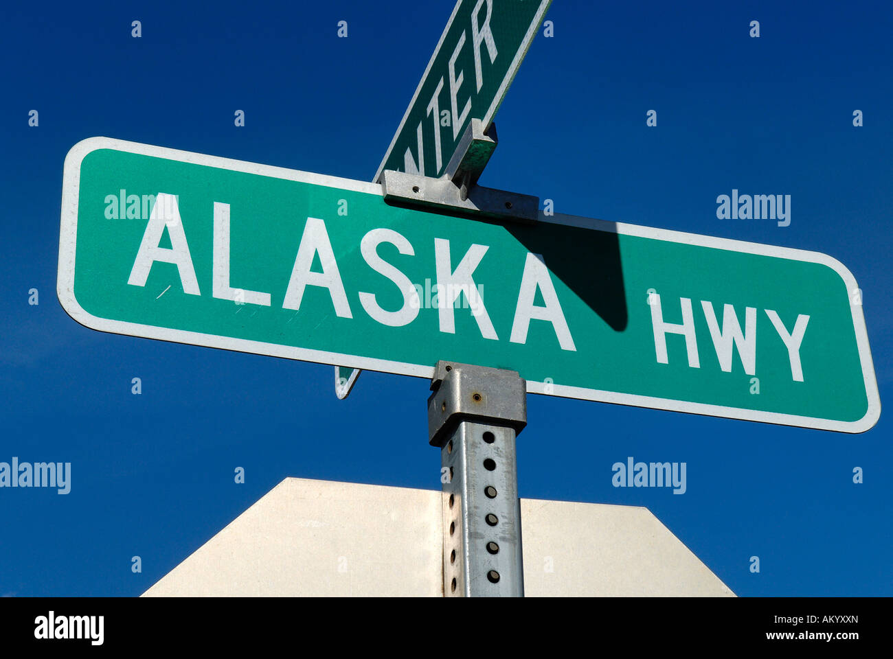 Street sign of the Alaska Highway, Tok, Alaska, USA Stock Photo - Alamy