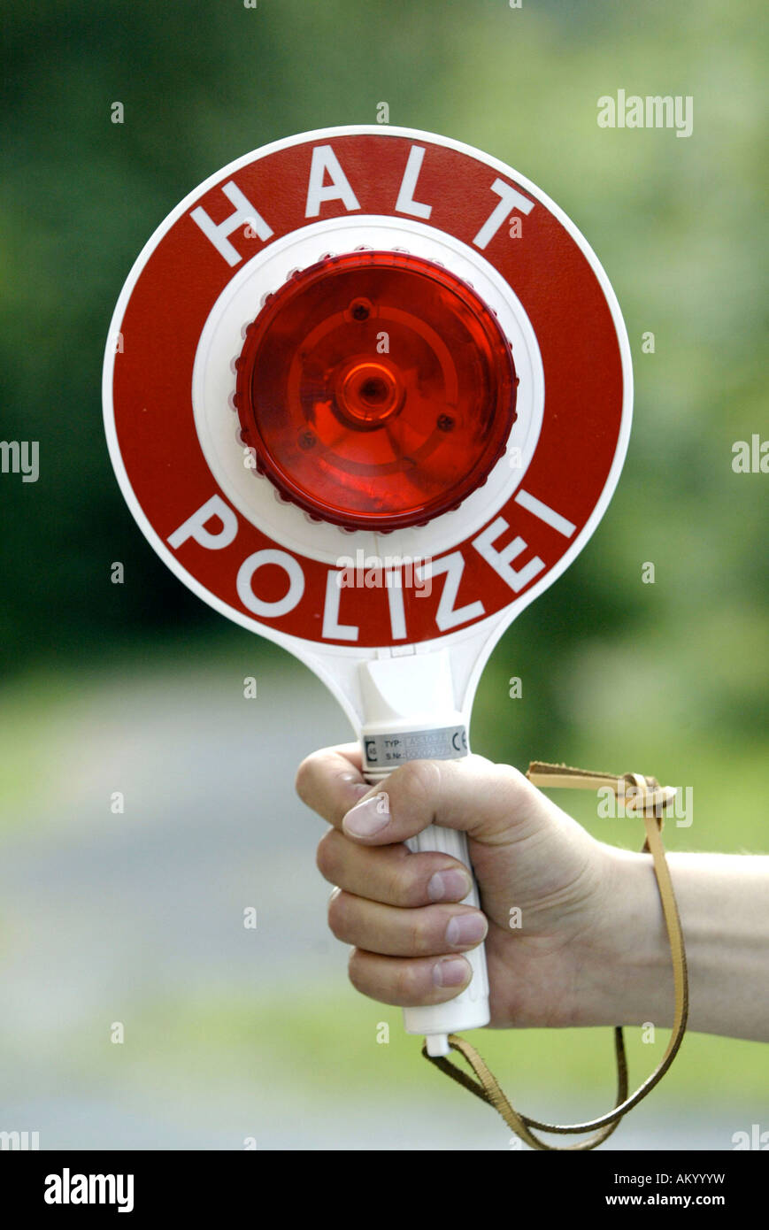 Signalling disk of the German police Stock Photo - Alamy