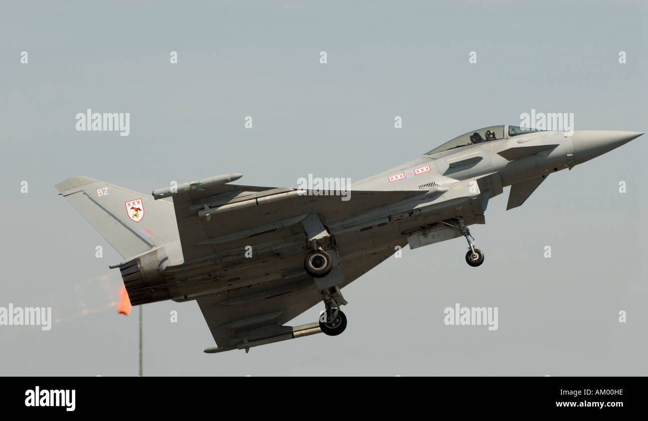 RAF Eurofighter Typhoon with landing gear down at RAF Waddington Stock ...