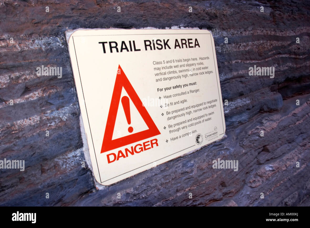 Danger sign dangerous trail Stock Photo - Alamy
