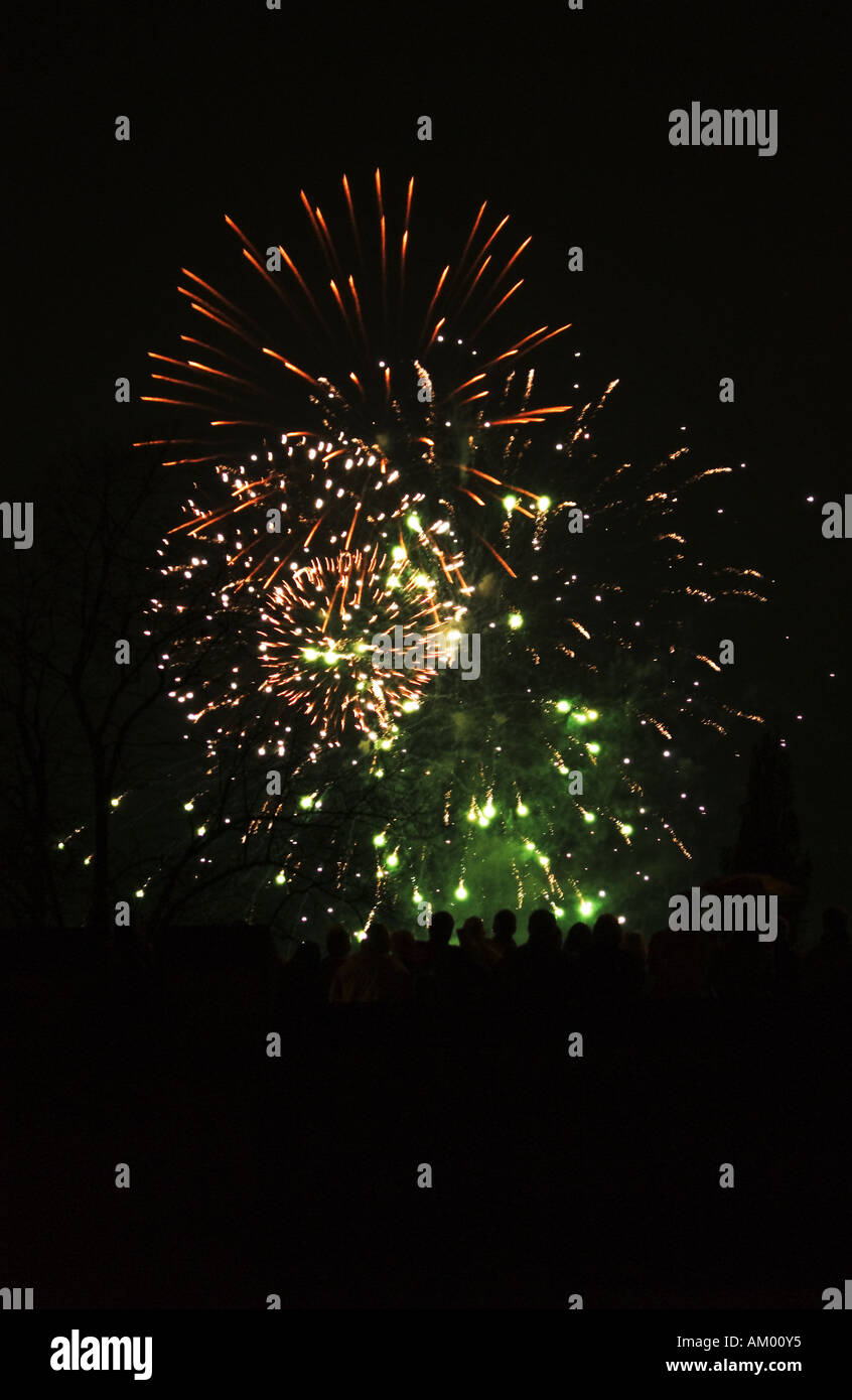 Fireworks at York England November 5th Night Black sky Crowd watching ...