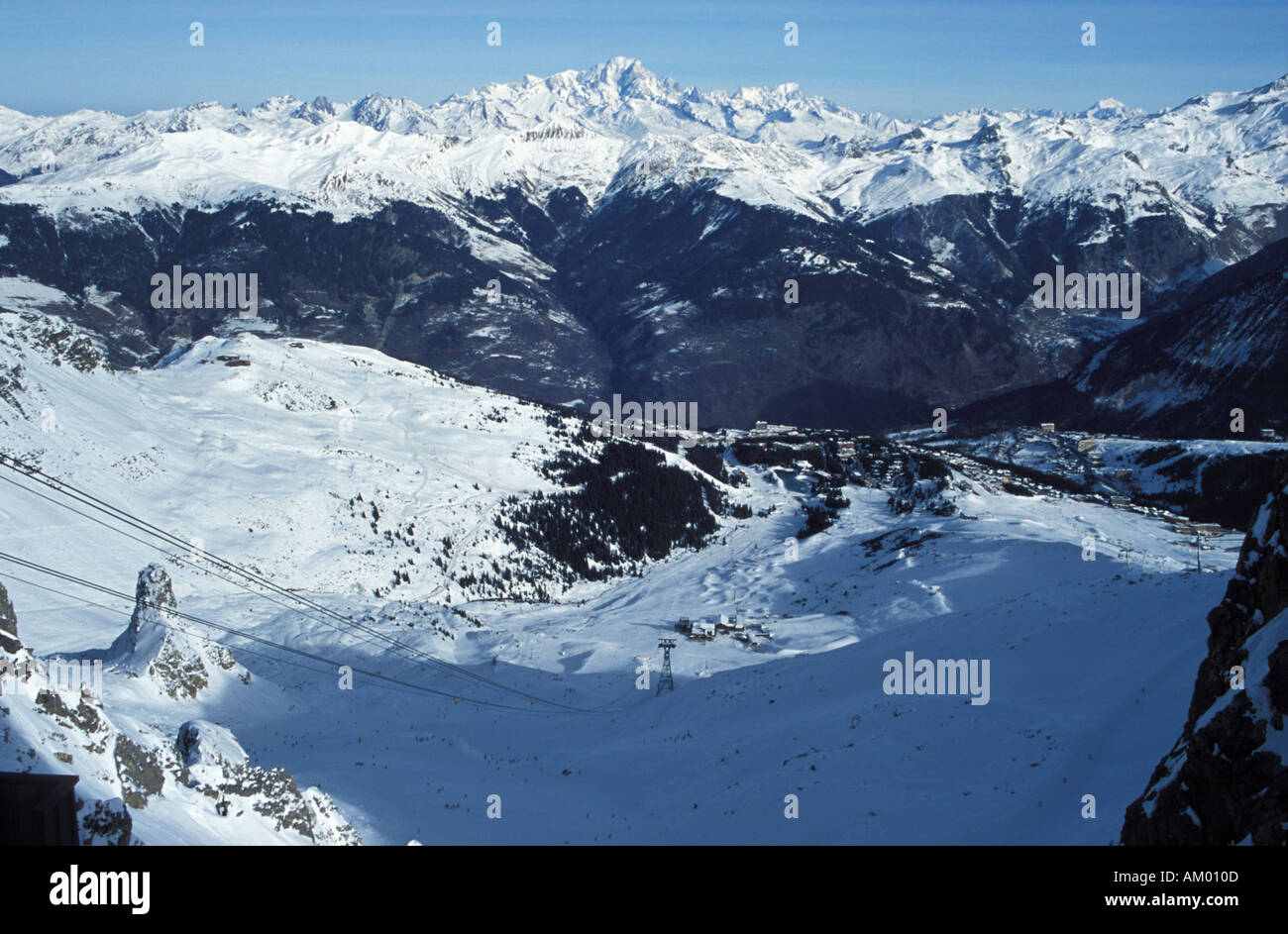 View looking down to Courchevel 1850 from Saulire Stock Photo - Alamy