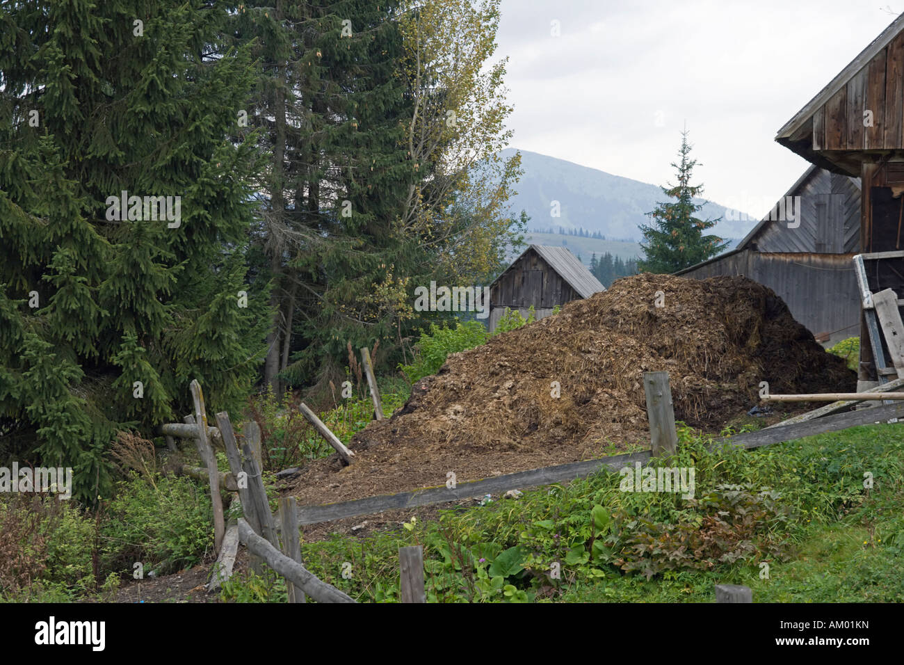 dunghill on mountain farmstead Stock Photo - Alamy