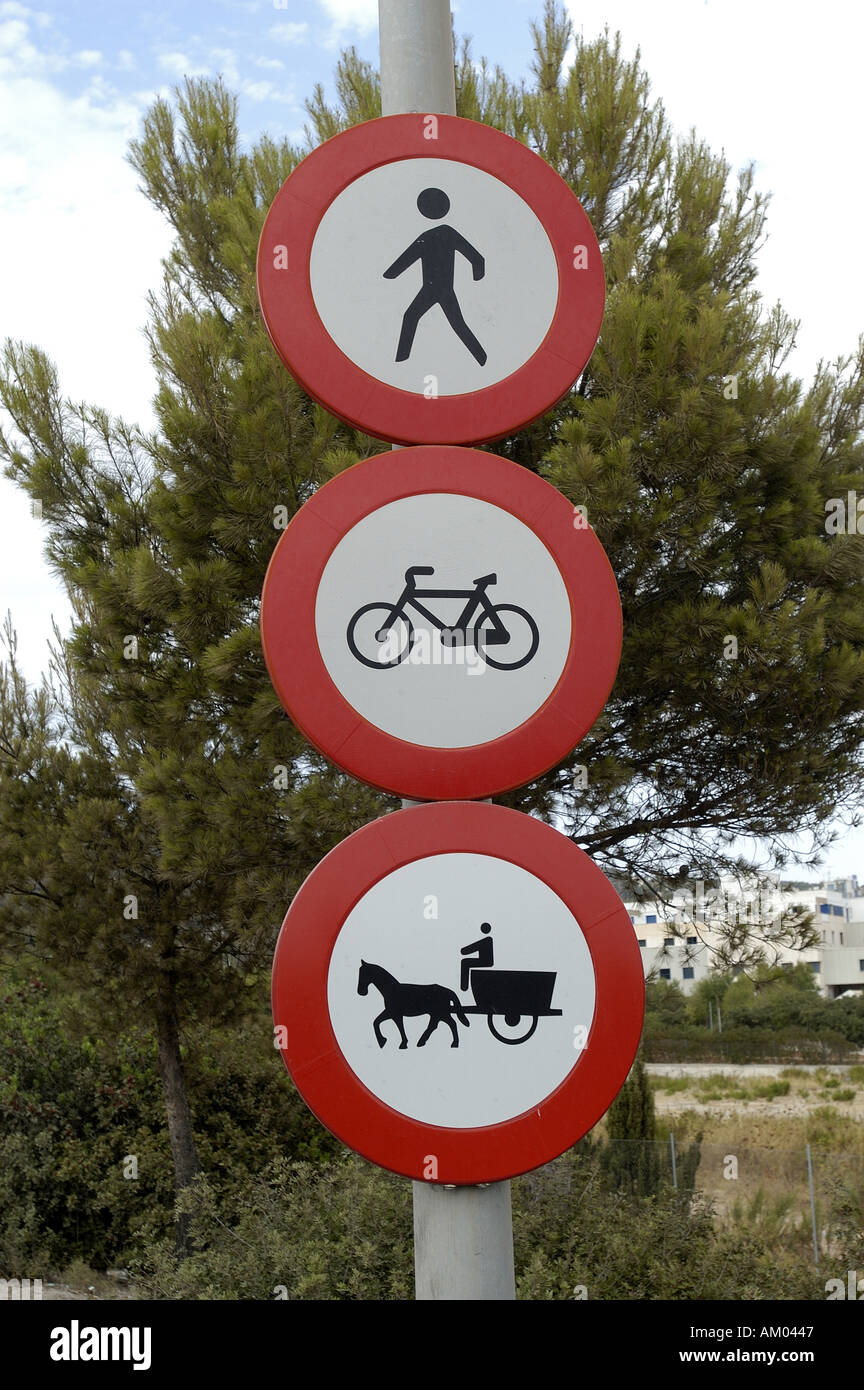 Old route and Warning caw sign Mallorca Majorca Spain Europe ...