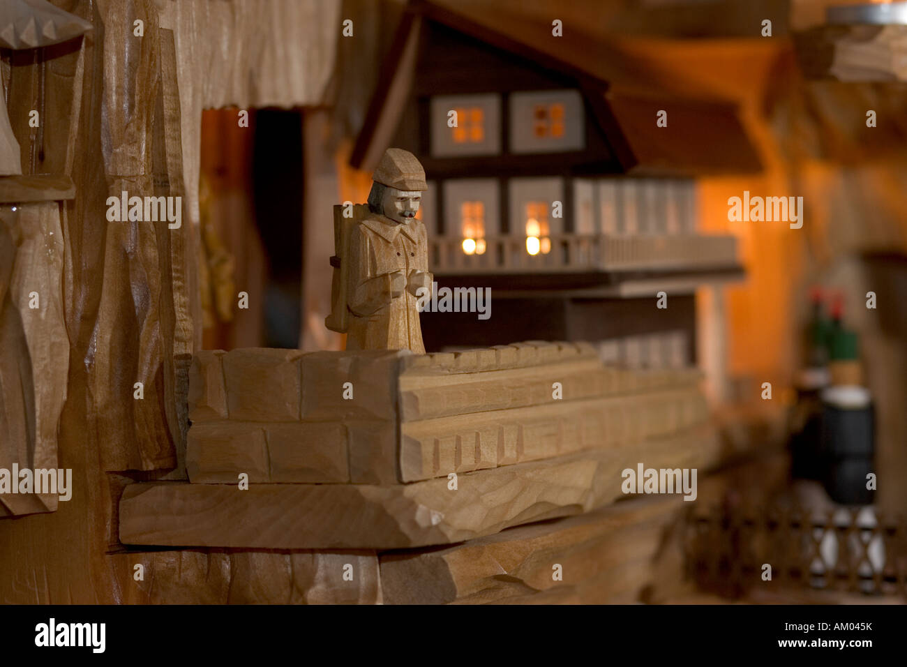 Hand carved miners in a christmas pyramid Stock Photo - Alamy
