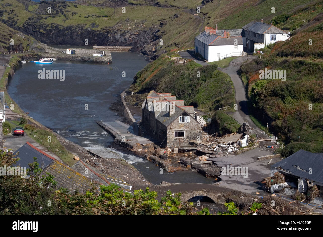 Boscastle after the flood - harbour Stock Photo - Alamy