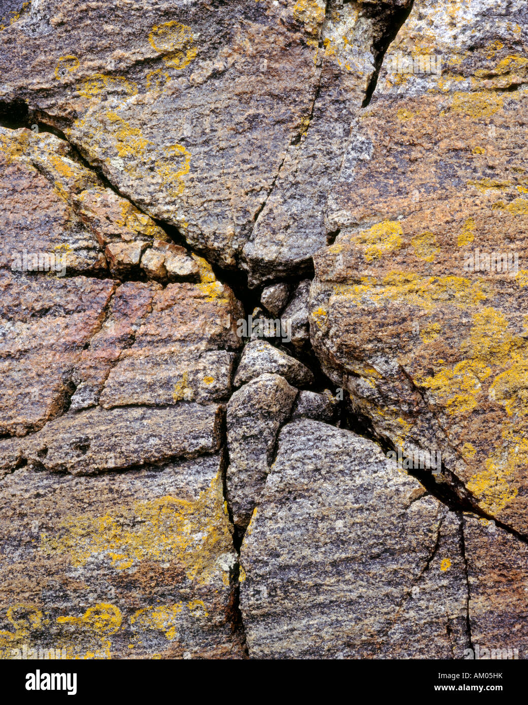 Fractured rock on a cliff face on Eriskay, Outer Hebrides, Scotland ...