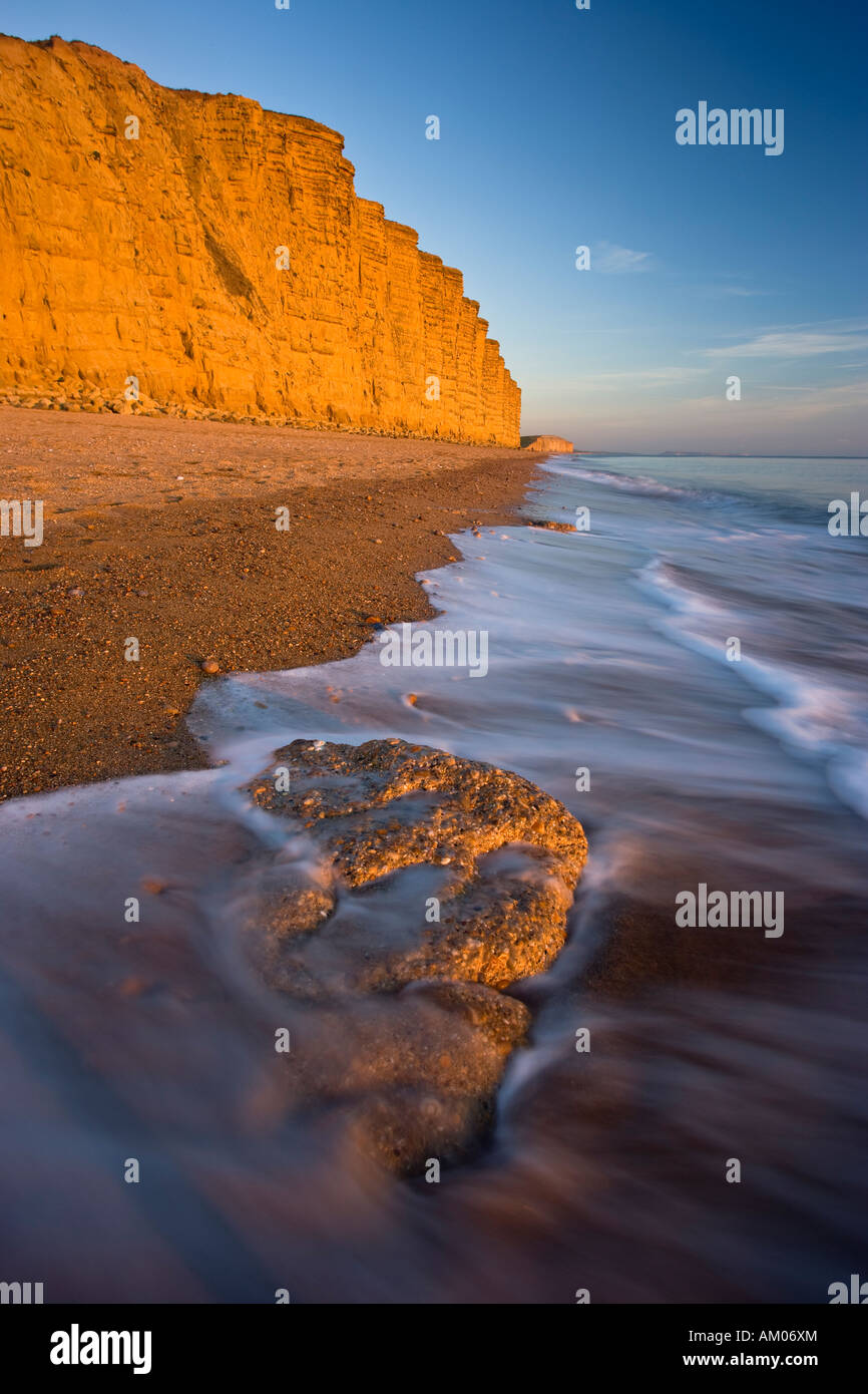 lEast Cliff, West Bay, Dorset, UK, in late afternoon sunlight Stock ...