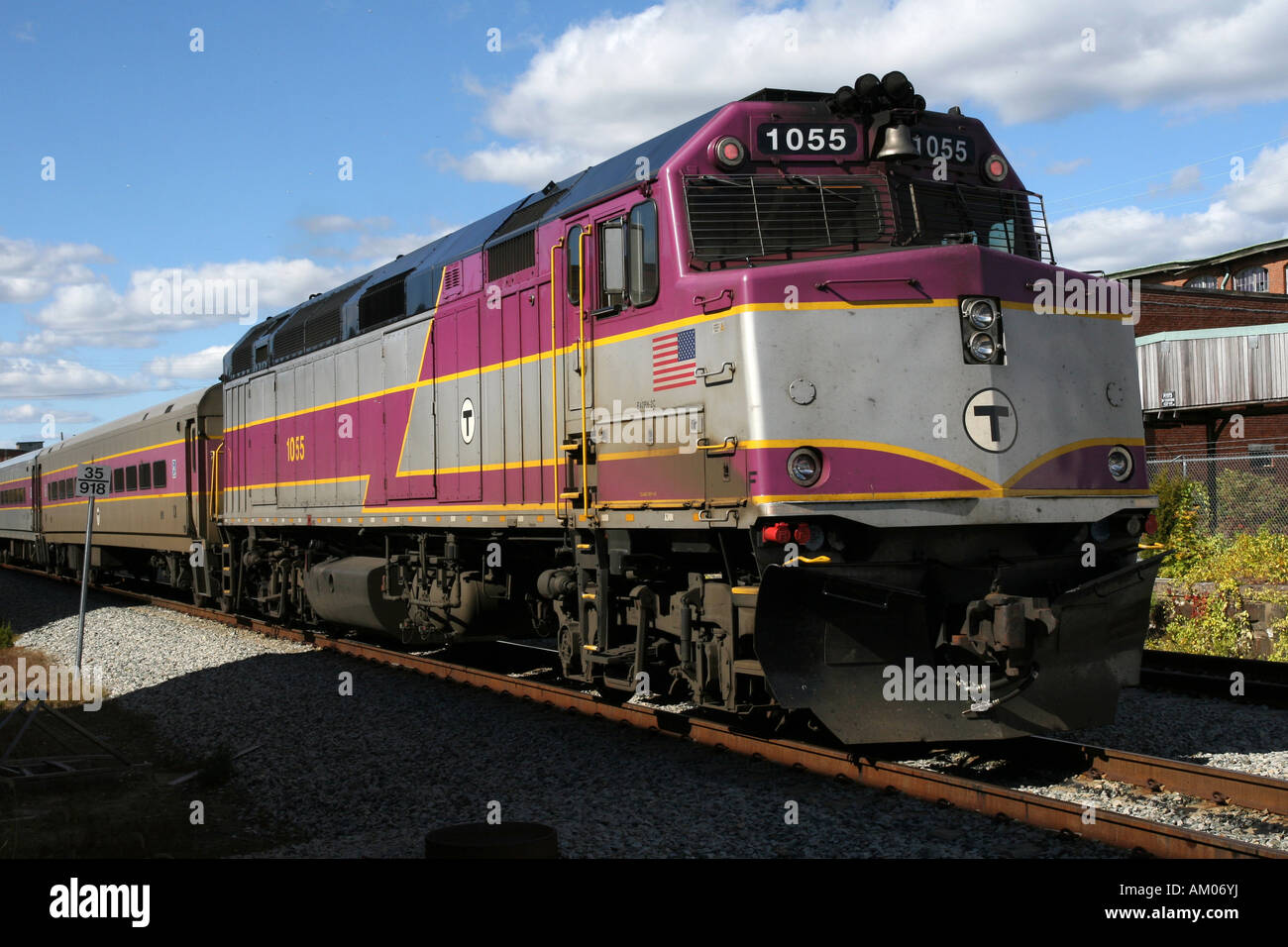 MBTA Passenger Locomotive at Plymouth MA Stock Photo - Alamy