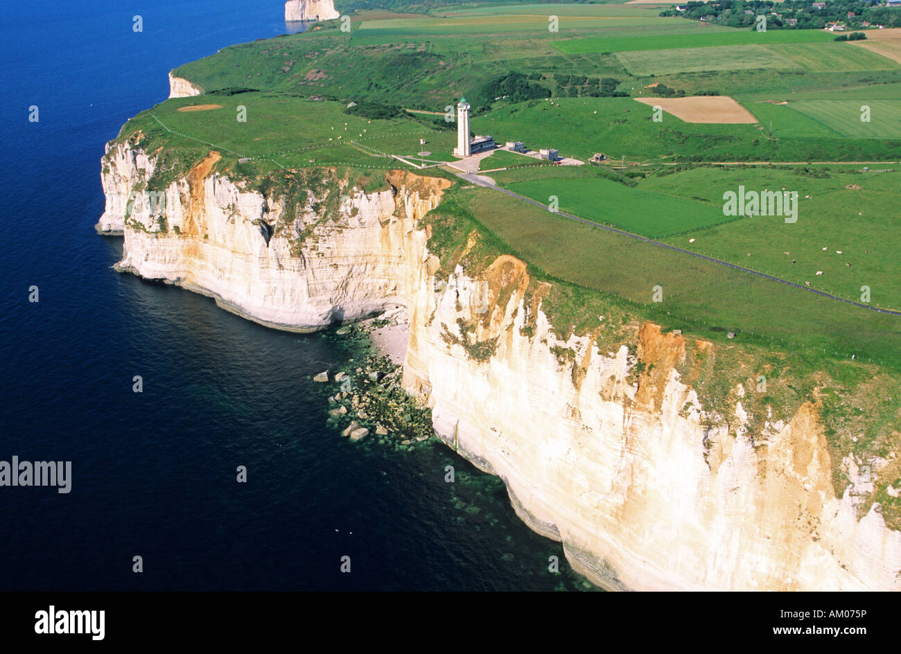 France, Seine Maritime, Cap d'Antifer, around Etretat (aerial view ...