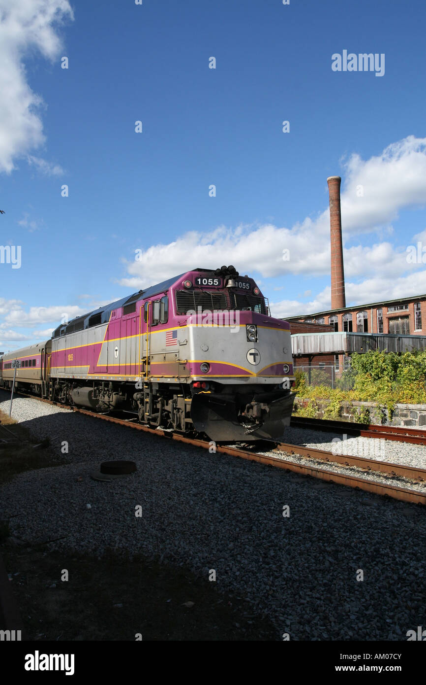 MBTA Passenger Locomotive and commuter car Stock Photo - Alamy