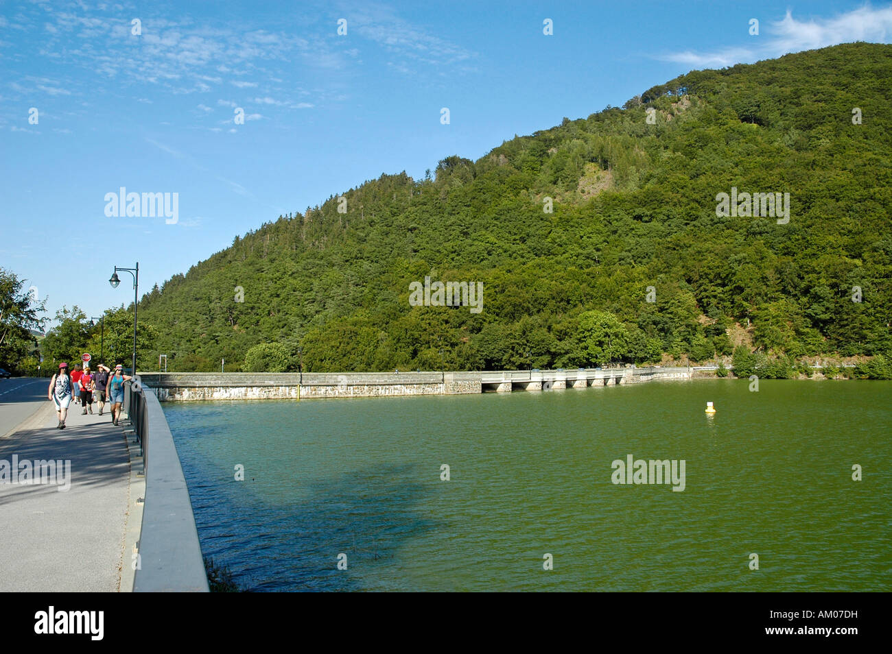 Retaining wall, natural preserve, Diemelsee, reservoir, Brilon ...