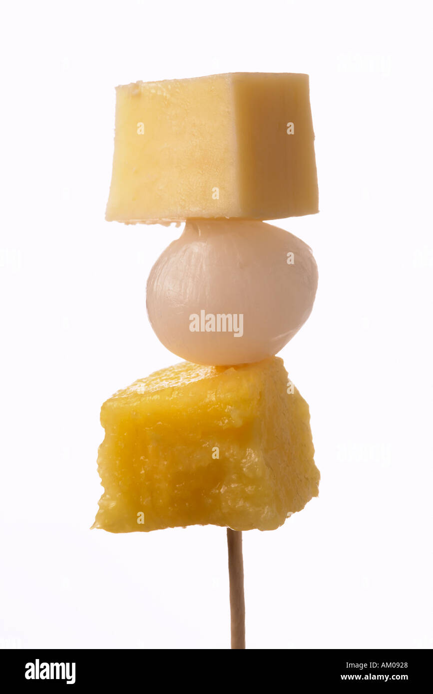 Cheese onion and pineapple on a stick Essential for naff parties Stock ...