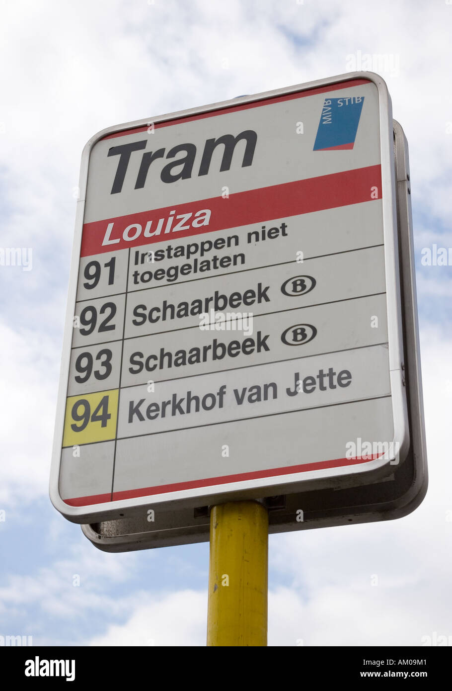 Tram Car Stop Sign Brussels Belgium Stock Photo - Alamy