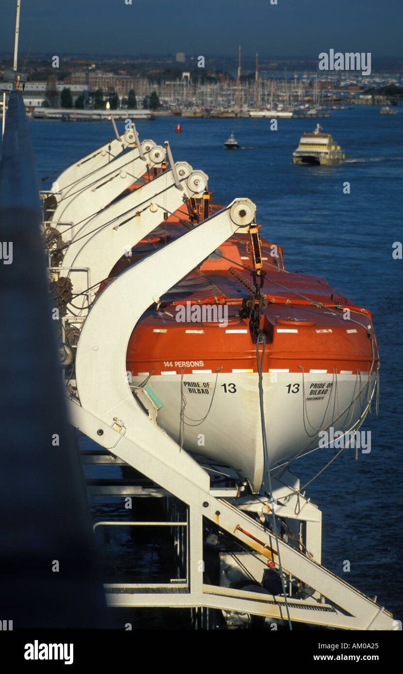 lifeboats onboard cross channel ferry Stock Photo - Alamy