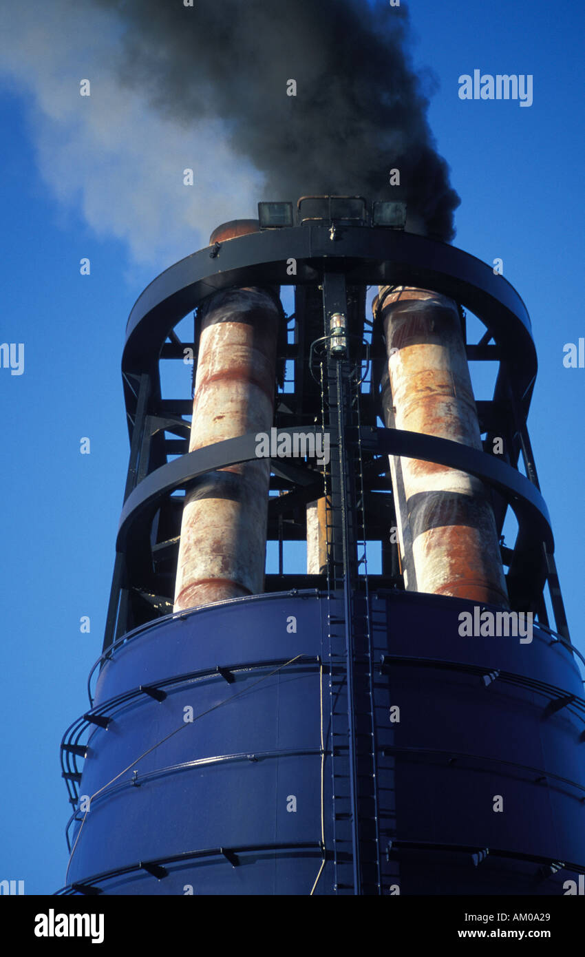 smoking funnel chimney pollution polution air sky Stock Photo - Alamy
