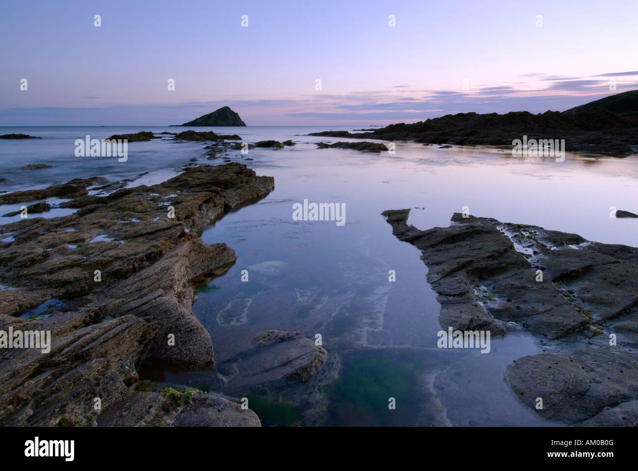 Pink sunset at Wembury, Devon Stock Photo - Alamy