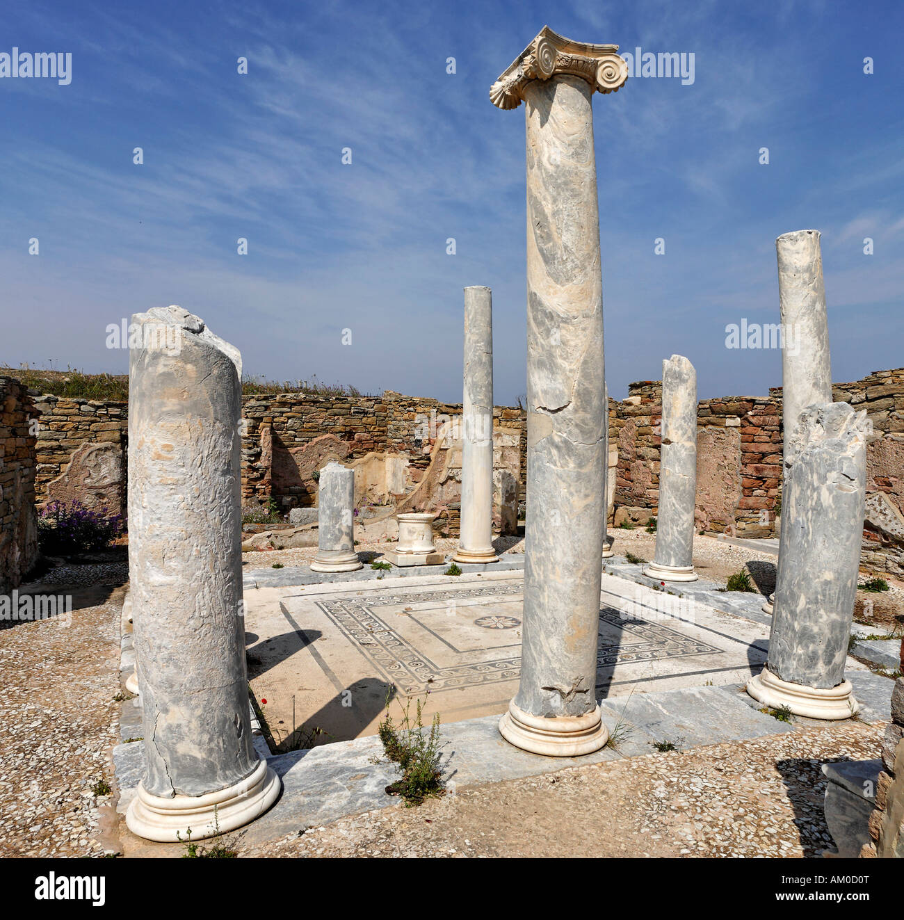 Atrium of so-called lake-house , Delos, Greece Stock Photo - Alamy