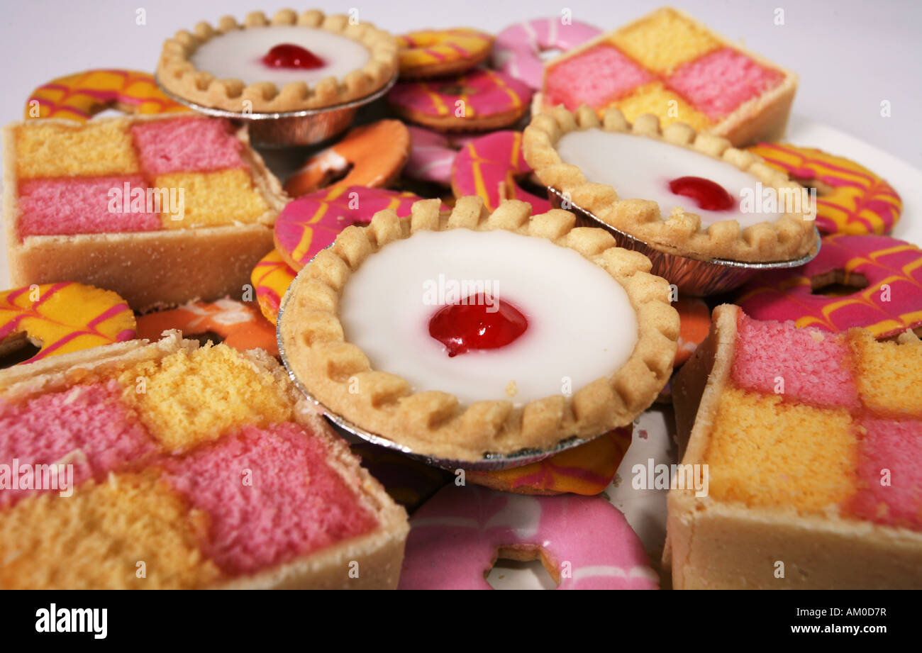retro cake cakes desert sweets preservatives colouring Stock Photo - Alamy
