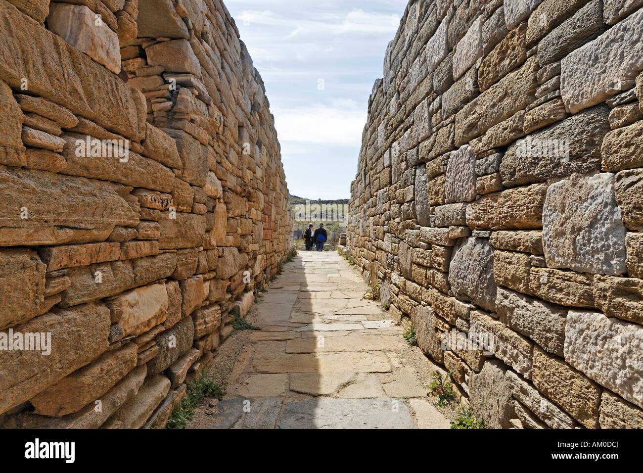 Antique passage in quarter of the theatre, Delos, Greece Stock Photo ...