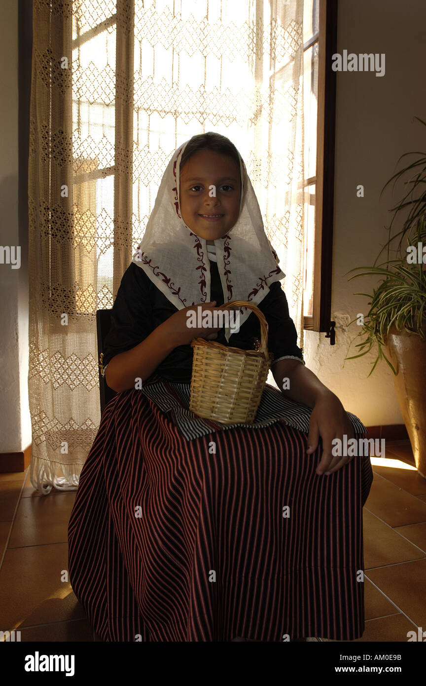 Girl in traditional Clothes from Mallorca Pagesa Majorca Spain Europe ...